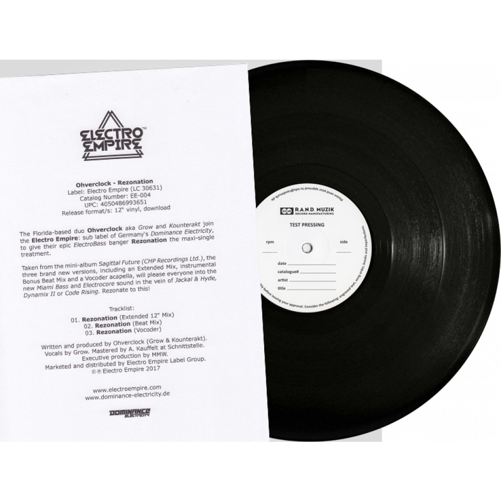 Ohverclock - Rezonation (Electro Empire) 12" test pressing
