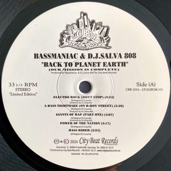 Bassmaniac & DJ Salva 808 - Back to Planet Earth (City Beat Records) 12"