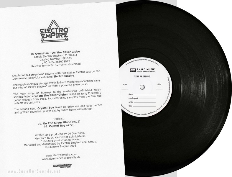 DJ Overdose - On The Silver Globe (Electro Empire) 12" test pressing