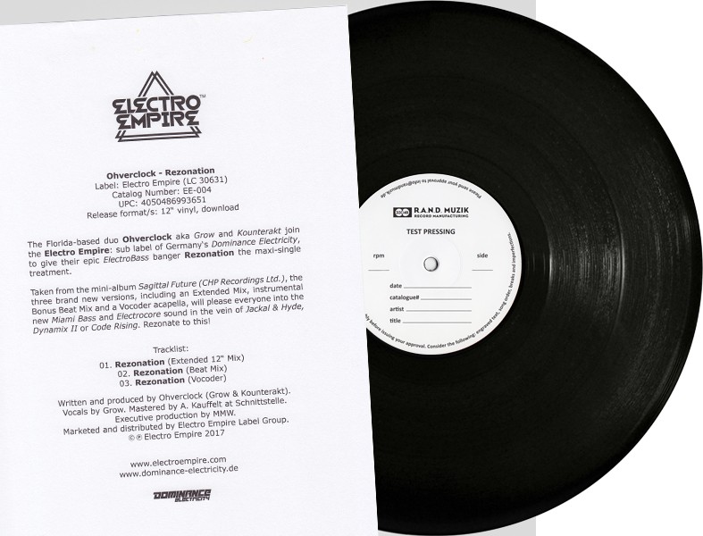 Ohverclock - Rezonation (Electro Empire) 12" test pressing
